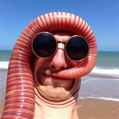 Beach Worm Selfie Rweirddalle