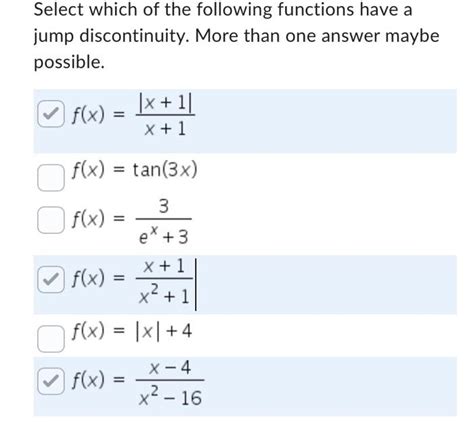 Solved Select Which Of The Following Functions Have A Jump Chegg
