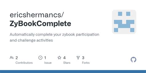 GitHub Ericshermancs ZyBookComplete Automatically Complete Your Zybook Participation And