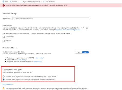 Azure Ad Directory Error When Used With Cognito Stack Overflow