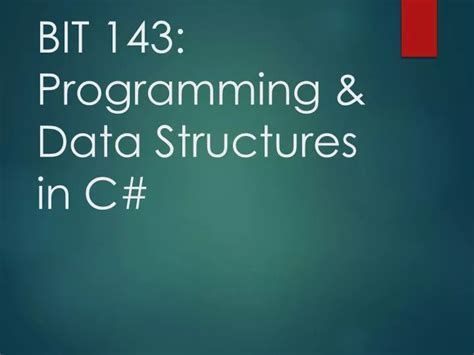 Ppt Bit 143 Programming And Data Structures In C Powerpoint