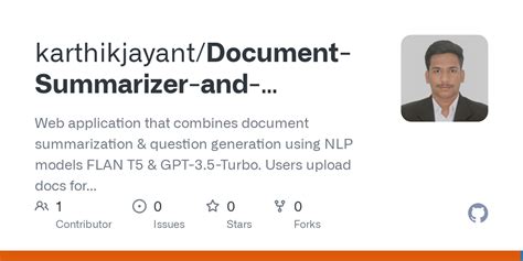 GitHub Karthikjayant Document Summarizer And Question Generator Web Application That Combines