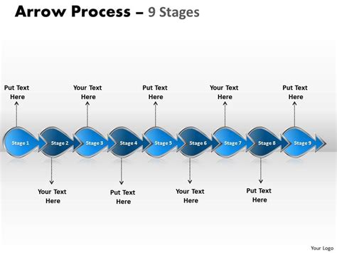 Arrow Process 9 Stages 6 PowerPoint Templates Designs PPT Slide Examples Presentation Outline