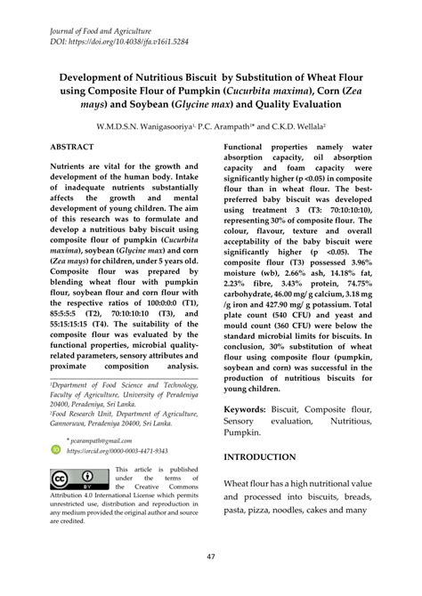 Pdf Development Of Nutritious Biscuit By Substitution Of Wheat Flour