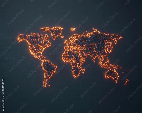 A Global Map With Fire Symbols Spread Across Continents Visualizing