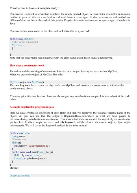 Constructors In Java Constructors In Java A Complete Study Constructor Is A Block Of Code