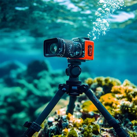 An Underwater Camera With A Tripod Ready For Aqua Premium Ai Generated Image