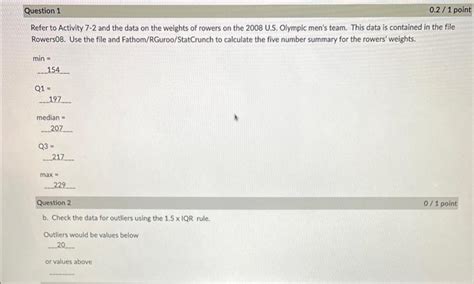 solved refer to activity 7 2 and the data on the weights of
