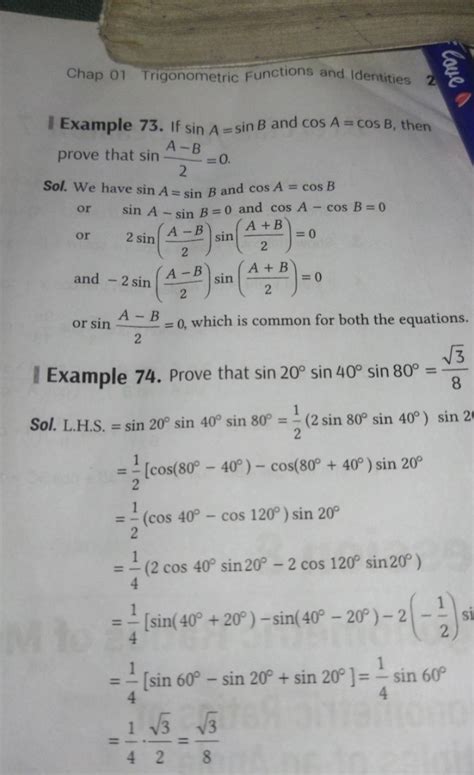 Chap 01 Trigonometric Functions And Identities 2example 73 If Sina Sinb