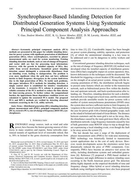 Pdf Synchrophasor Based Islanding Detection For Distributed