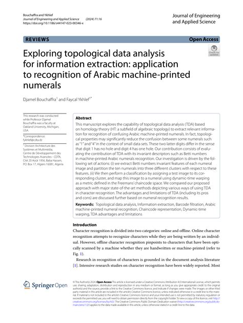 Pdf Exploring Topological Data Analysis For Information Extraction Application To Recognition