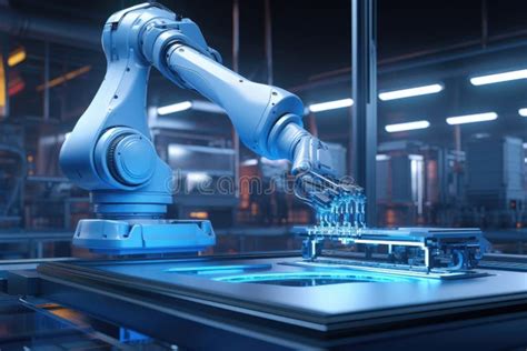 Smart Industry Robot Arm System For Digital Factory Production 3d Rendering Ai Generated Stock