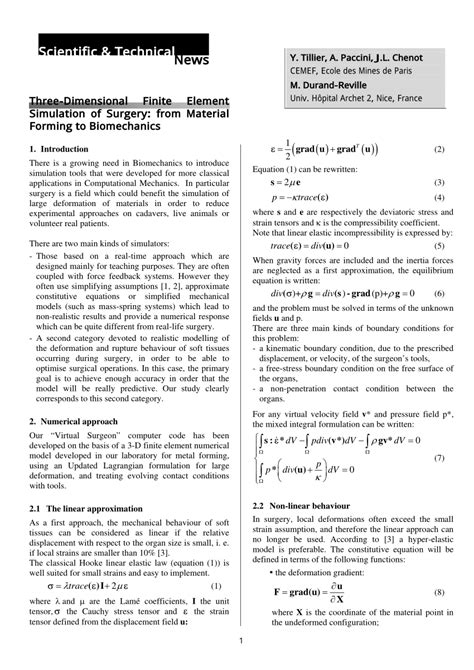 Pdf Three Dimensional Finite Element Modeling Of An Uterus Surgery