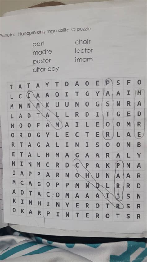Panuto Hanapin ang mga salita sa puzzle pari | StudyX