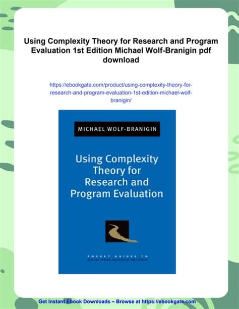 using complexity theory for research and program evaluation 1st edition michael wolf branigin pdf