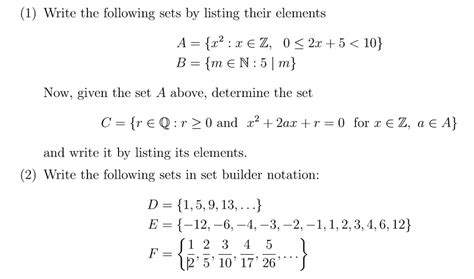 Solved Write The Following Sets By Listing Their Chegg