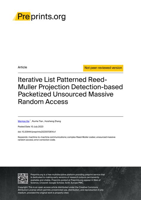 Pdf Iterative List Patterned Reed Muller Projection Detection Based