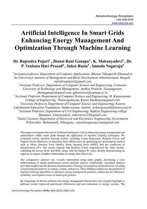 Pdf Artificial Intelligence In Smart Grids Enhancing Energy