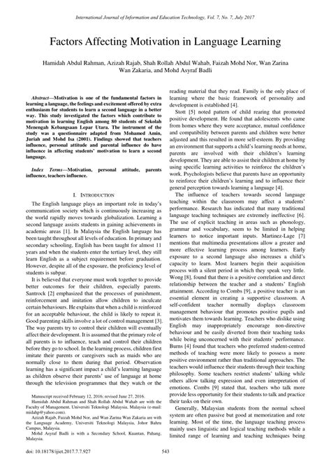 Pdf Factors Affecting Motivation In Language Learning