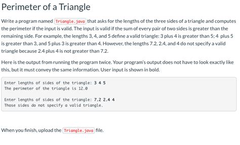 Solved Perimeter Of A Triangle Write A Program Named Chegg
