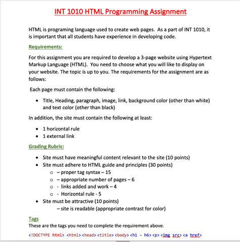 Solved Int 1010 Html Programming Assignment Html Is