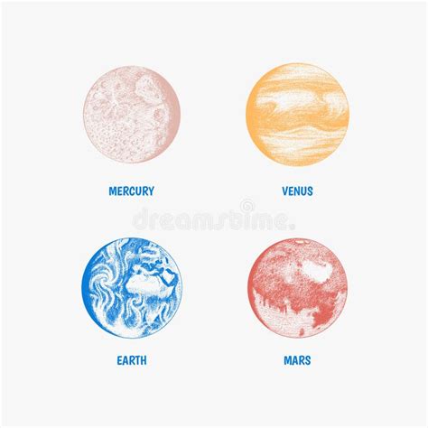 Planets In Solar System Moon And The Sun Mercury And Earth Mars And