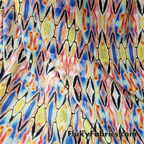 Psychedelic Stained Glass Ikat Print 4 Way Stretch Nylon Spandex Fabric