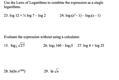 Solved Use The Laws Of Logarithms To Combine The Expression Chegg Com