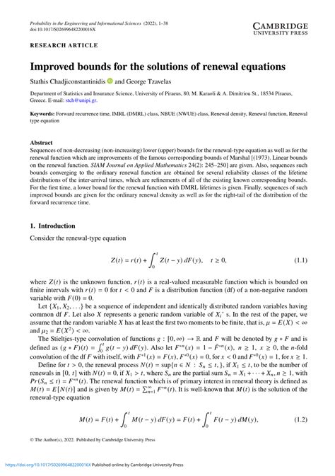Pdf Improved Bounds For The Solutions Of Renewal Equations