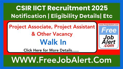 Csir Iict Project Associate Project Assistant And Other Recruitment 2025 Walk In For 14 Post