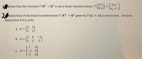 Solved W Show That The Function T R R Is Not A Linear Chegg Com