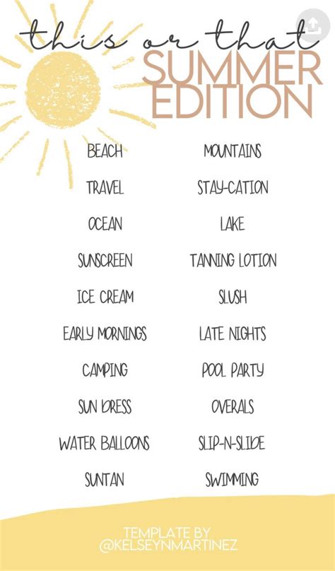 This Or That Summer Edition