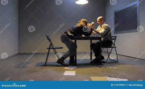 Attack On A Policeman During Interrogation Stock Image Image Of Adult