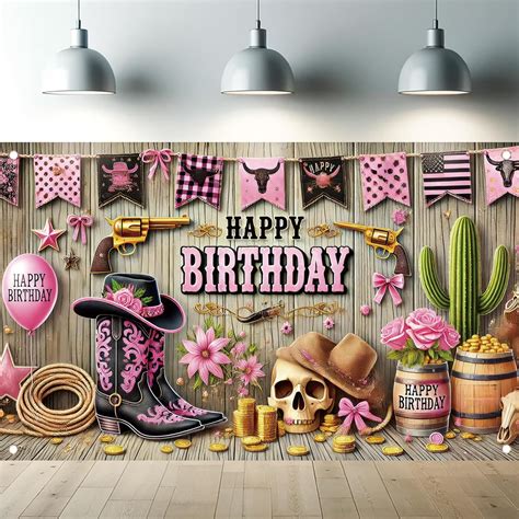 Starlit Patio Western Happy Birthday Banner Backdrop