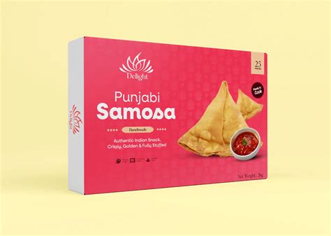 Indian Snack Packaging Psd Punjabi Samosa Template With Authentic Handmade Style 25 Pieces