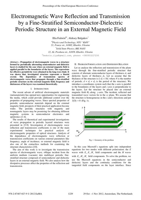 Pdf Electromagnetic Wave Reflection And Transmission By A Fine Stratified Semiconductor