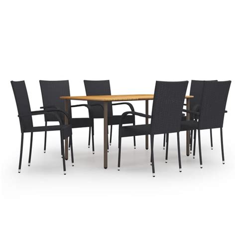Buy Vidaxl 7 Piece Garden Dining Set Poly Rattan Black Online In Uae