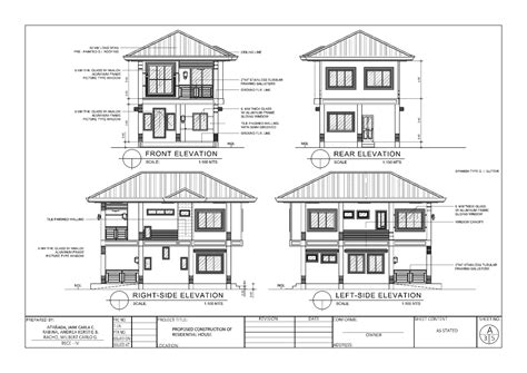 Elevation Plan Sample Ground Floor Plan Scale 1 100 M Front Elevation 4e5 Model House Plan