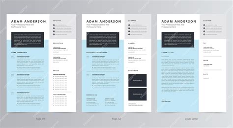 Современное резюме или резюме и шаблон сопроводительного письма Премиум векторы