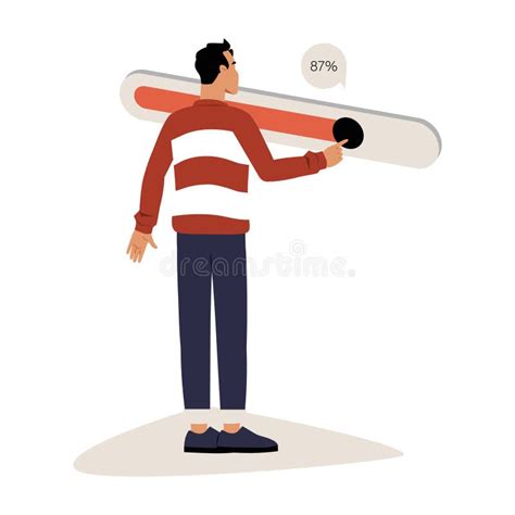 Man Adjusting Progress Bar In Flat Vector Illustration Symbolizing