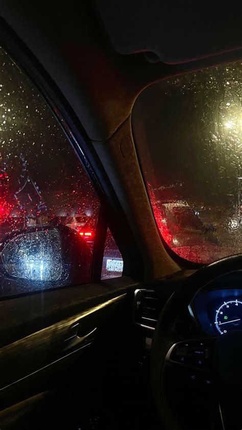 Nighttime Drive In The Rain Car Interior In Rainy Night Car Interior