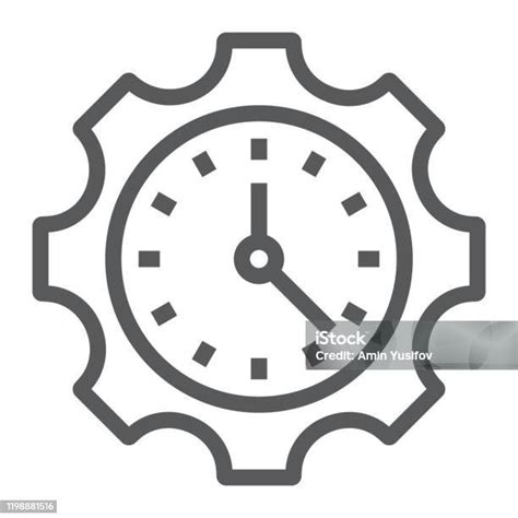 시간 관리 라인 아이콘 비즈니스 및 마감일 시계 기호 벡터 그래픽 흰색 배경에 선형 패턴 Eps 10와 톱니바퀴 10에 대한