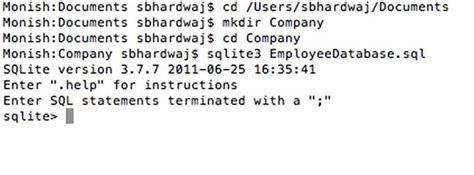 How To Create Database Using Terminal In Iphone
