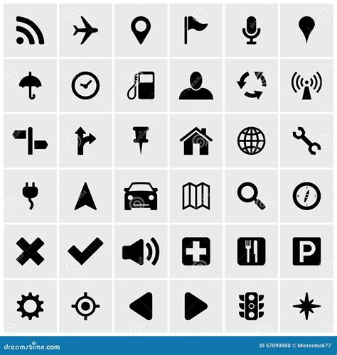 Car Gps Navigation System Icon Set Stock Vector Illustration Of