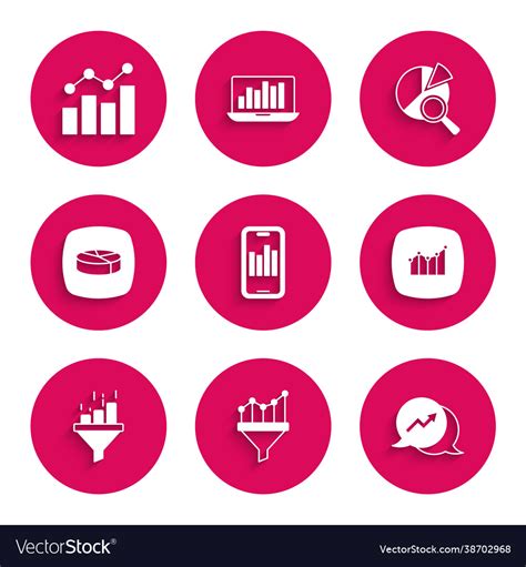Set Mobile With Graph Sales Funnel Chart Vector Image