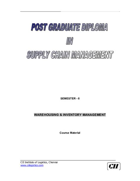 Pdf Warehousing And Inventory Management Warehousing And Inventory Management Course Material