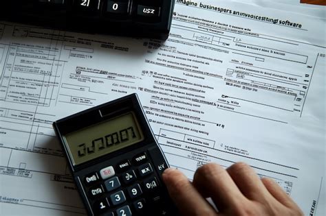 a hand using a calculator to calculate invoice totals premium ai