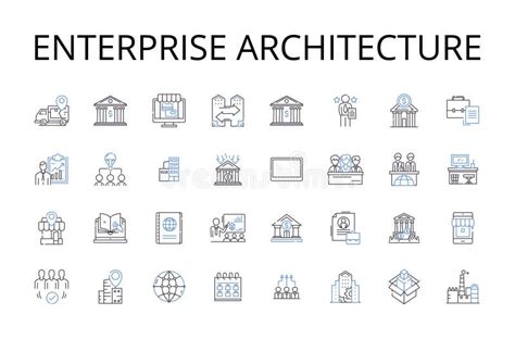 Enterprise Architecture Line Icons Collection Business Structure
