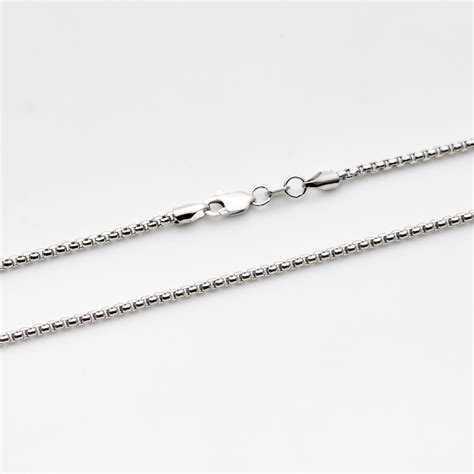Hollow 14k Gold Round Box Chain Necklace 18mm White Gold 22