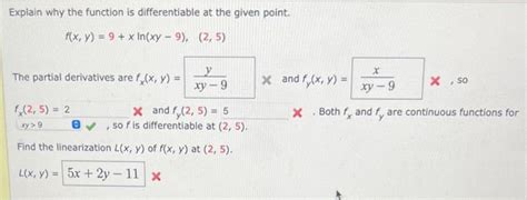 solved explain why the function is differentiable at the